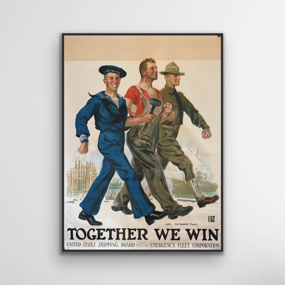 Together we win | Original WW1 vintage plakat | PlakatKunst.dk