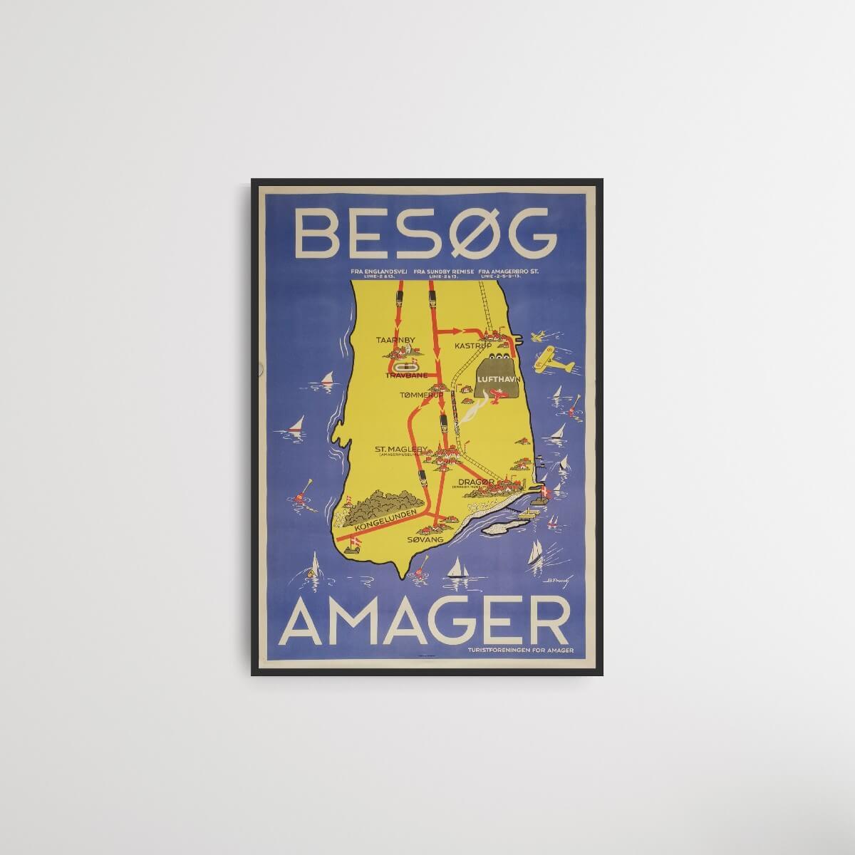 Besøg Amager | Dansk vintage litografi | PlakatKunst.dk