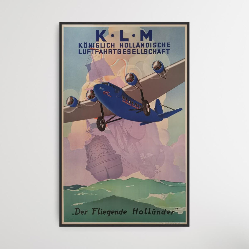 KLM - Den flyvende hollænder | Vintage litografi | PlakatKunst.dk