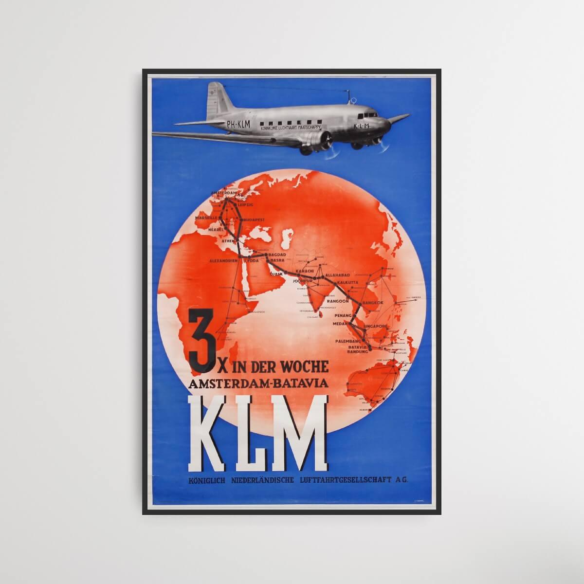 KLM - Amsterdam-Batavia | Litografi | PlakatKunst.dk