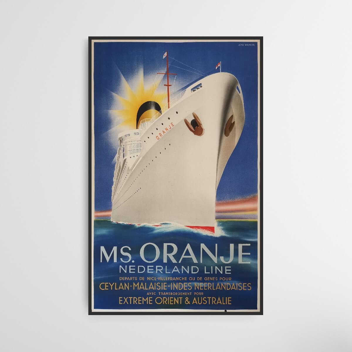 MS. Oranje - Nederland Line | Vintage litografi | PlakatKunst.dk