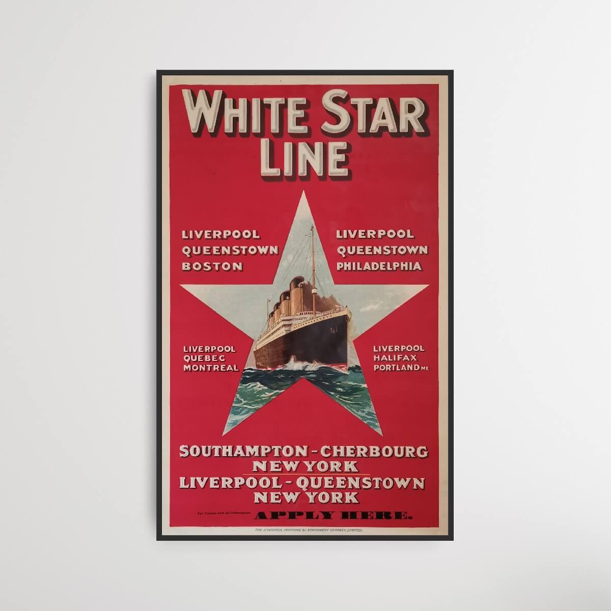 White Star Line - Liverpool New York | Litografi | PlakatKunst.dk